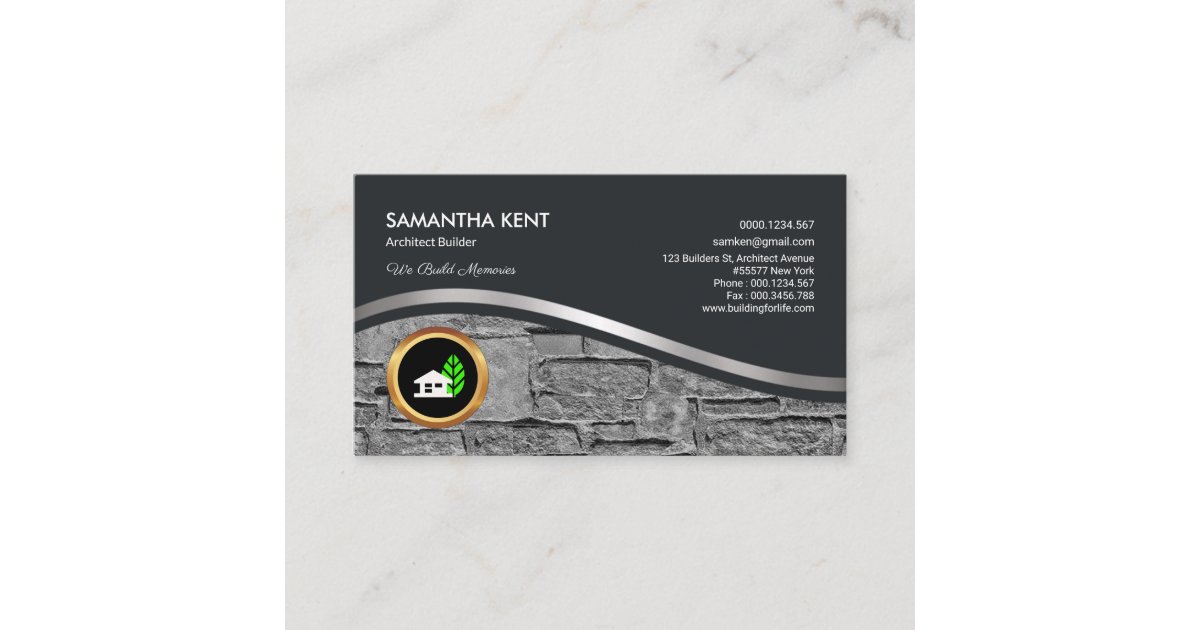 Silver Lining Grey Cement Brick Builder Architect Business Card | Zazzle