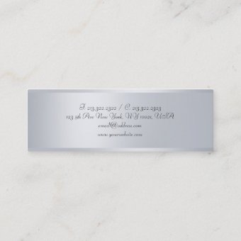 Silver Look Elegant Handwritten Script Template Mini Business Card | Zazzle