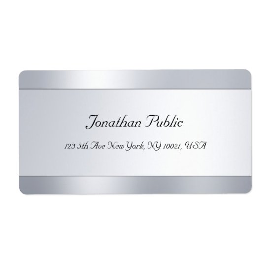 Silver Look Handwriting Script Modern Template Label | Zazzle.com