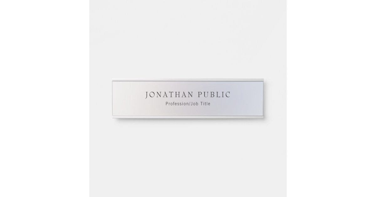 Silver Look Template Modern Professional Classy Door Sign | Zazzle