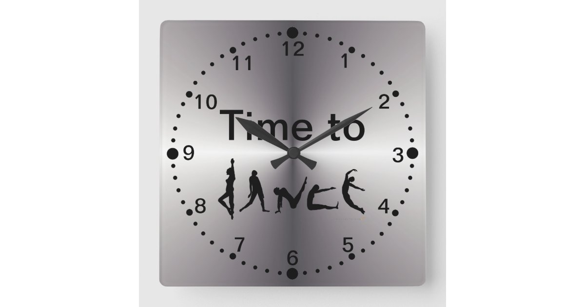 Silver Look Time to Dance Dancers Wall Clock squar | Zazzle