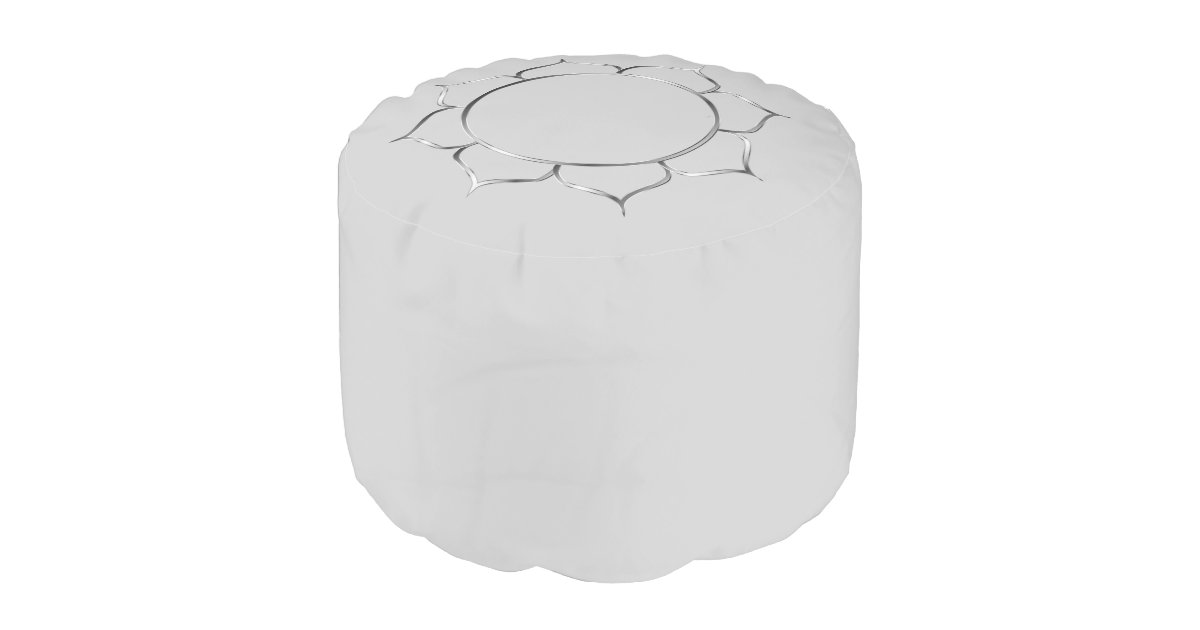 Silver Lotus on Light Gray Pouf | Zazzle