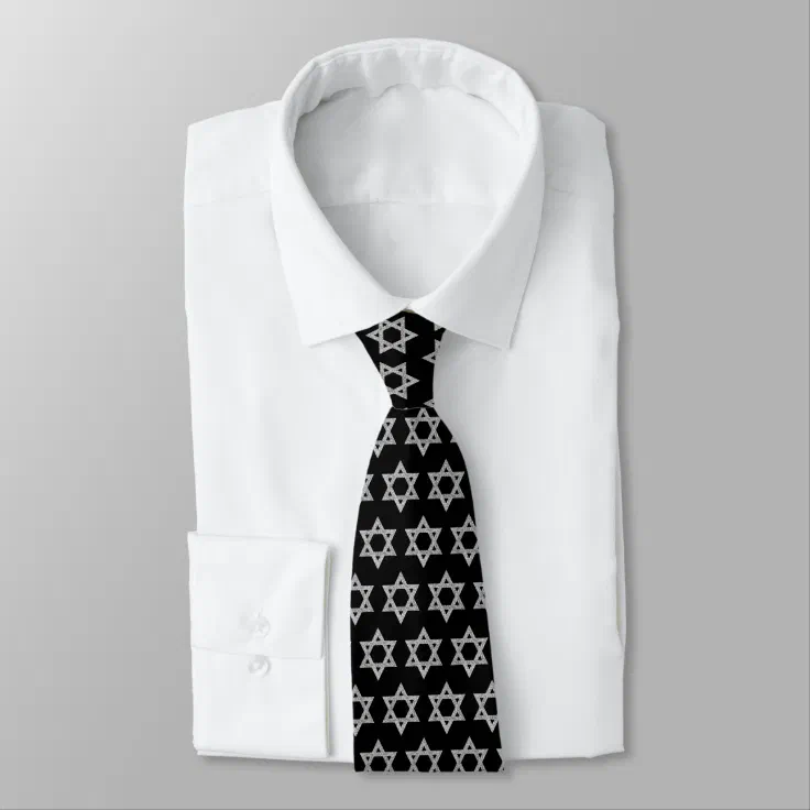 Silver Magen David Symbol Purim Style Pattern Neck Tie | Zazzle