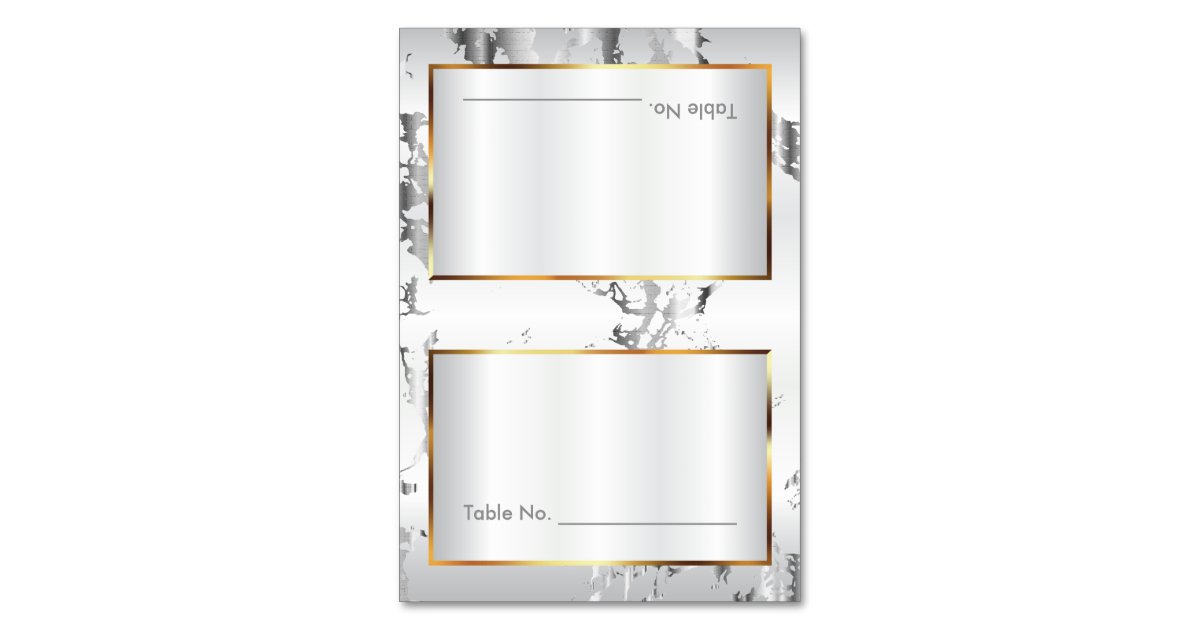 Silver Marble, Gold & White Satin -Table Cards | Zazzle