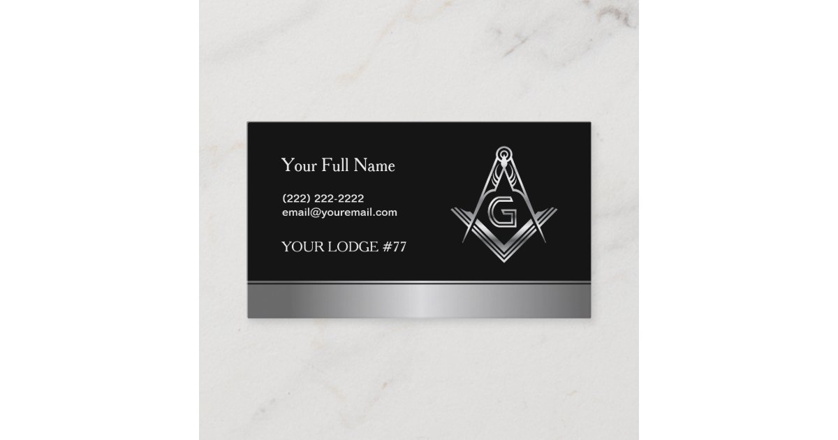 Silver Masonic Business Card Template | Freemason | Zazzle