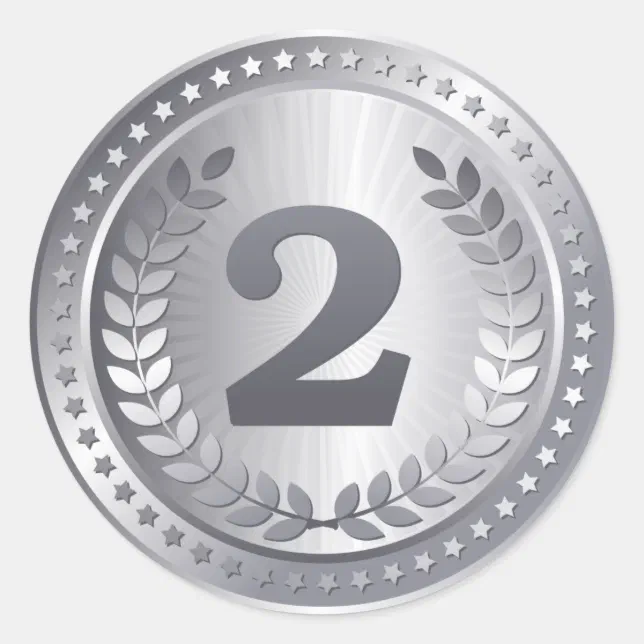 Silver medal 2nd place winner classic round sticker | Zazzle