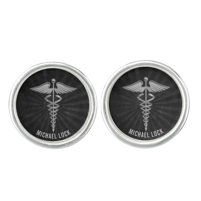 Silver Medical Symbol Personalized Nurses Doctors Cufflinks | Zazzle