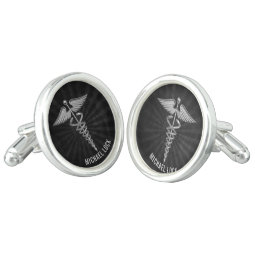 Silver Medical Symbol Personalized Nurses Doctors Cufflinks | Zazzle