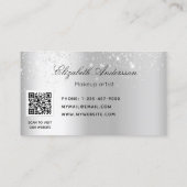 Silver metal glitter elegant QR code Business Card | Zazzle