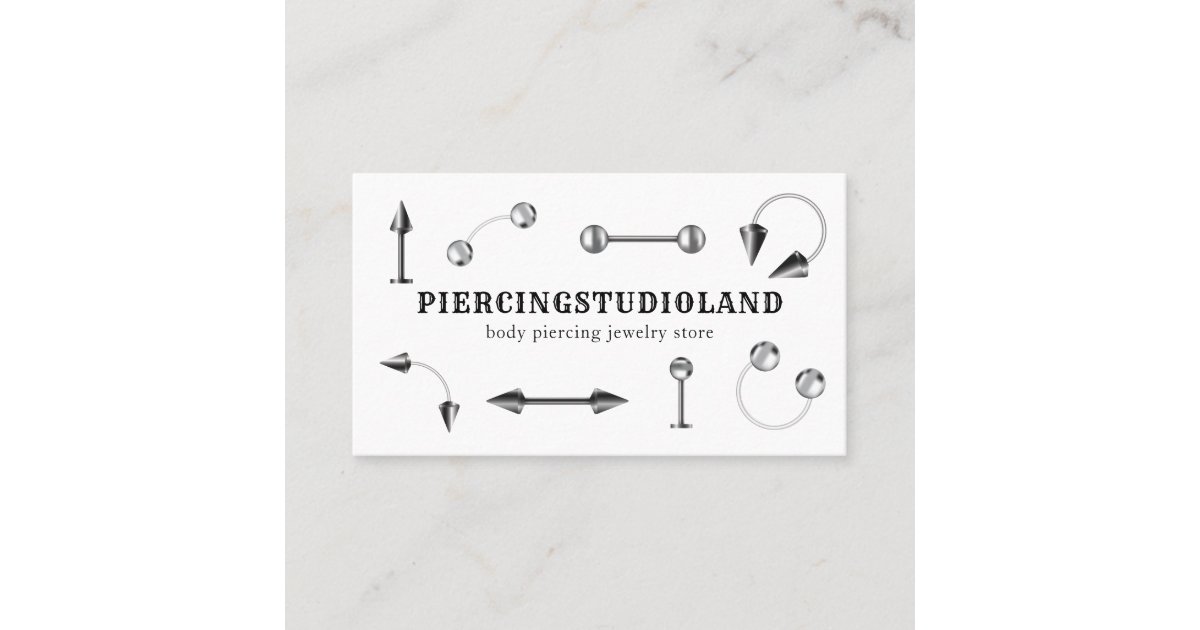 Silver Metal Jewelry Artist Body Piercing Business Card | Zazzle