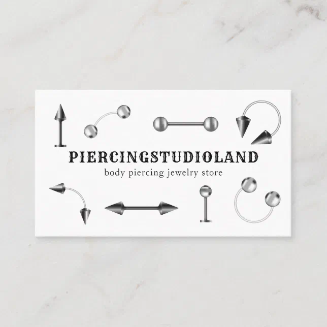 Silver Metal Jewelry Artist Body Piercing Business Card | Zazzle