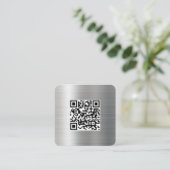 Silver Metal QR Code Business Logo Business Card | Zazzle