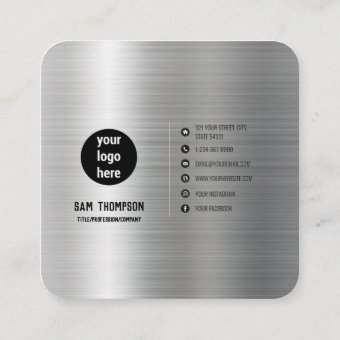 Silver Metal QR Code Business Logo Business Card | Zazzle