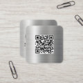 Silver Metal QR Code Business Logo Business Card | Zazzle