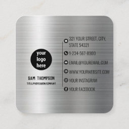 Silver Metal QR Code Business Logo Business Card | Zazzle