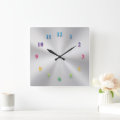 Silver Metallic Clock with Colored Numbers | Zazzle