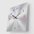 Silver Metallic Clock with Colored Numbers | Zazzle