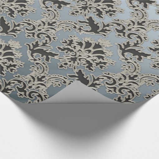 Silver Metallic Damask Pattern Wrapping Paper | Zazzle