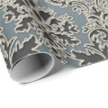 Silver Metallic Damask Pattern Wrapping Paper | Zazzle