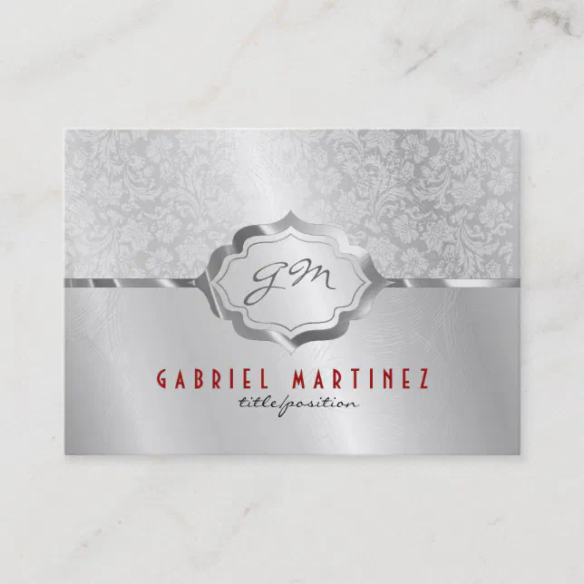 Silver Metallic Design & Stainless Steel Look Business Card | Zazzle