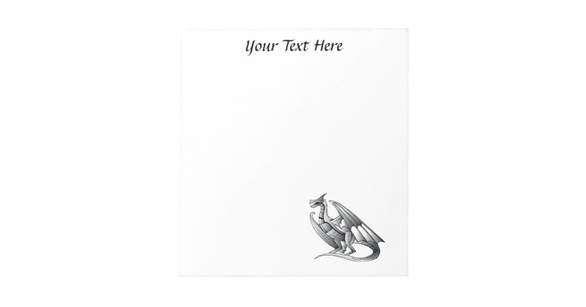 Silver Metallic Dragon Notepad | Zazzle