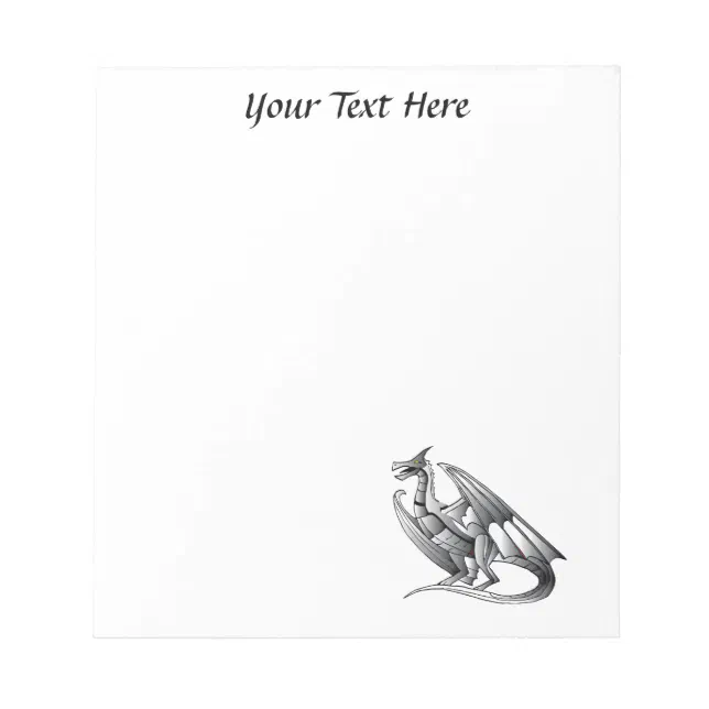 Silver Metallic Dragon Notepad | Zazzle