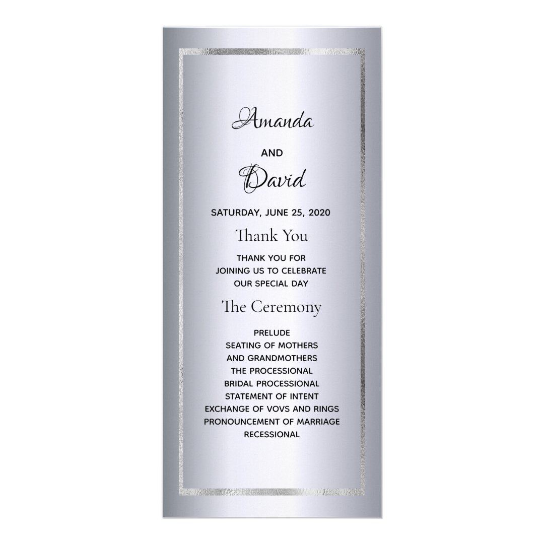 Silver metallic glam elegant wedding program | Zazzle