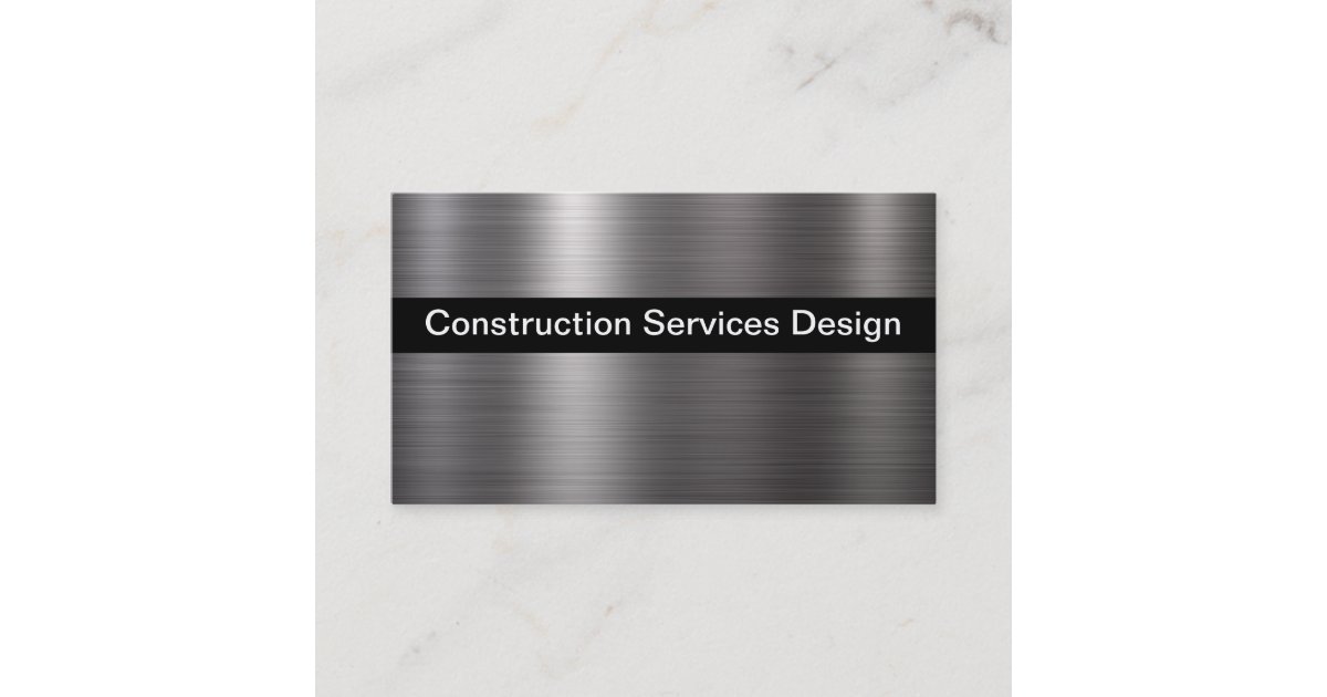 Silver Metallic Look Construction Theme Business Card | Zazzle