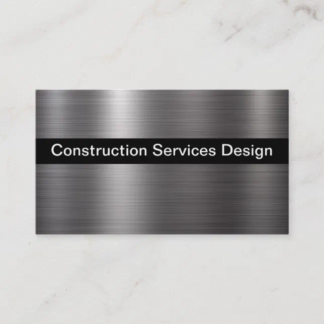 Silver Metallic Look Construction Theme Business Card | Zazzle