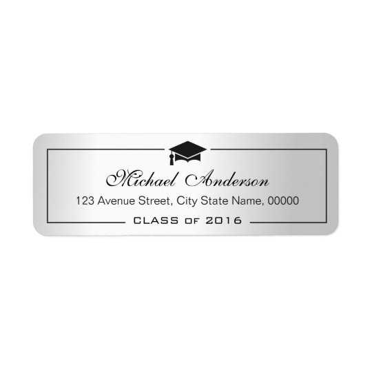 Silver Metallic Look Graduation Cap Grad Graduate Label | Zazzle.com