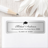Silver Metallic Look Graduation Cap Grad Graduate Label | Zazzle