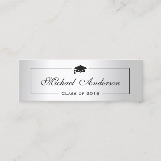 Silver Metallic Look Graduation Name Card Namecard | Zazzle.com