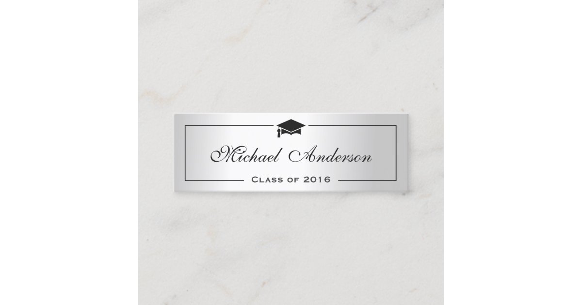 Silver Metallic Look Graduation Name Card Namecard | Zazzle.com