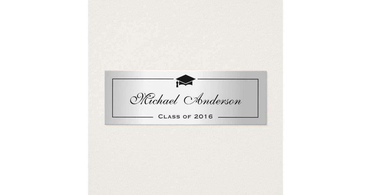 Silver Metallic Look Graduation Name Card Namecard | Zazzle.com