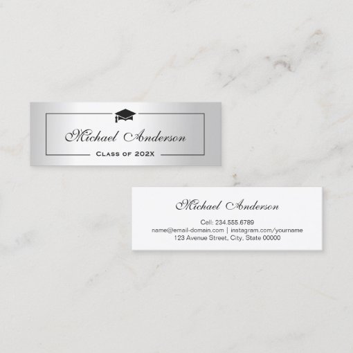 Silver Metallic Look Graduation Name Card Namecard | Zazzle