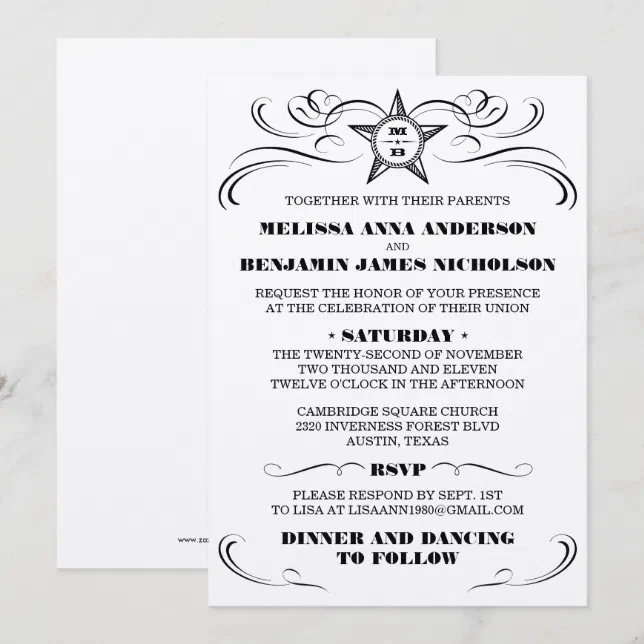 Silver Metallic Southern Style Wedding Invitation | Zazzle