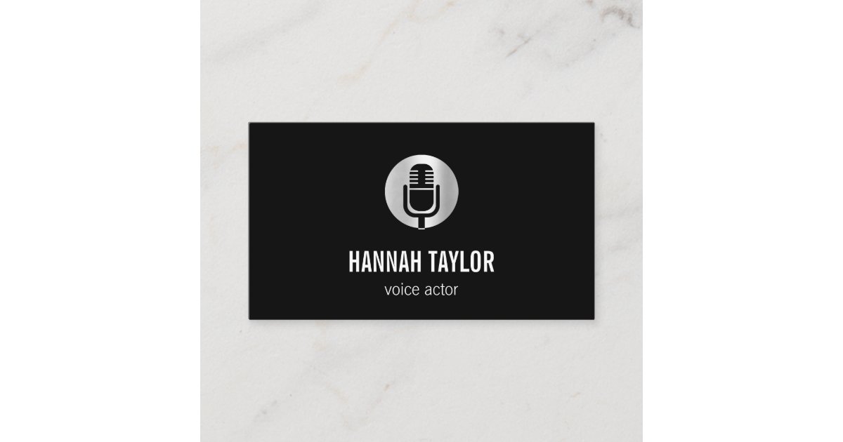 Silver Microphone Voice Actor Business Card | Zazzle.com