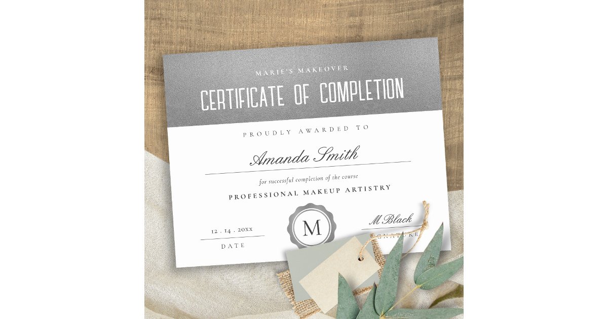 Silver Minimal Certificate of Completion Award | Zazzle