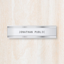 Silver Minimalist Design Elegant Modern Template Door Sign | Zazzle