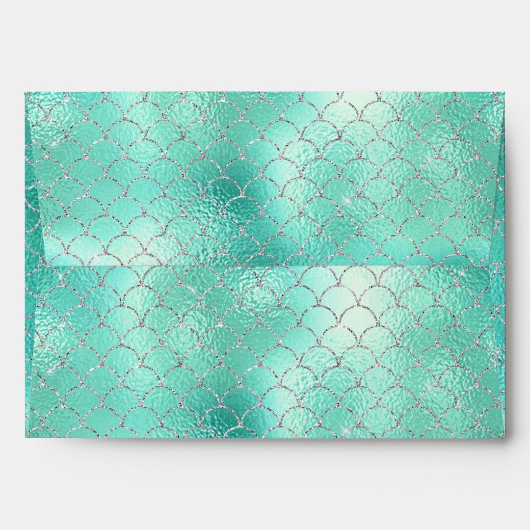 Silver Mint Mermaid Envelope | Zazzle