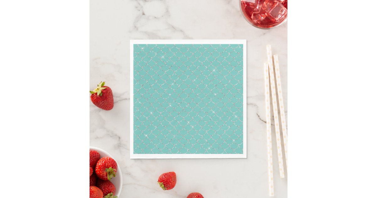Silver Mint Mermaid Napkins | Zazzle