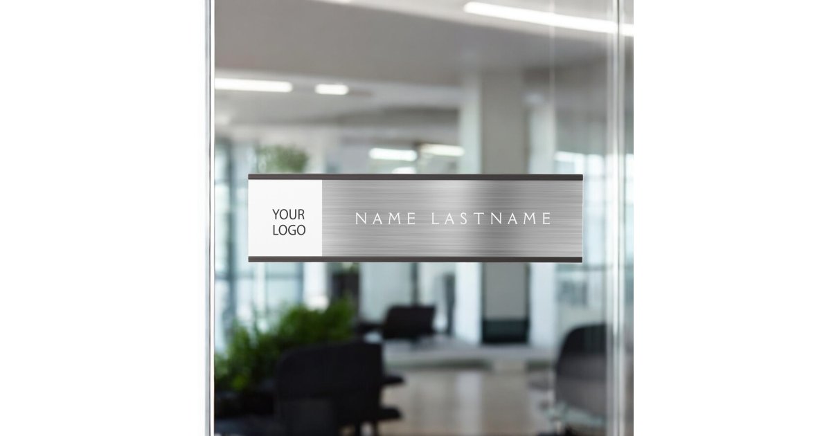 Silver Modern Custom Logo Executive Professional Door Sign | Zazzle