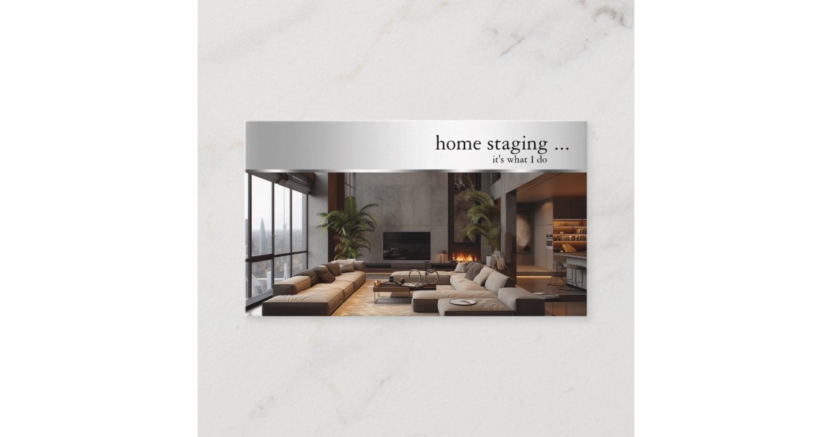 Silver Modern Decorator Home Staging Business Card | Zazzle