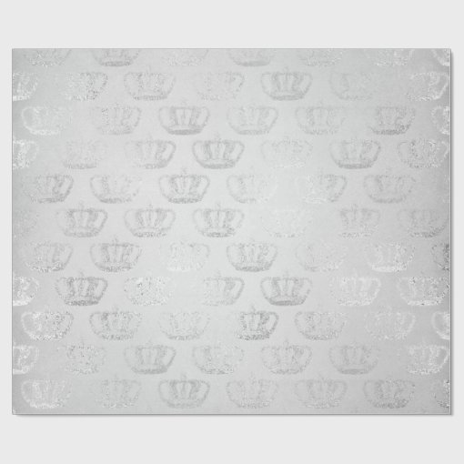 Silver Monochromatic Crown Princess Gray Glam Vip Wrapping Paper | Zazzle
