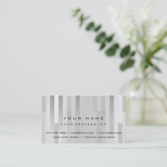 Silver Monochromatic Geometry QR Logo Business Card | Zazzle