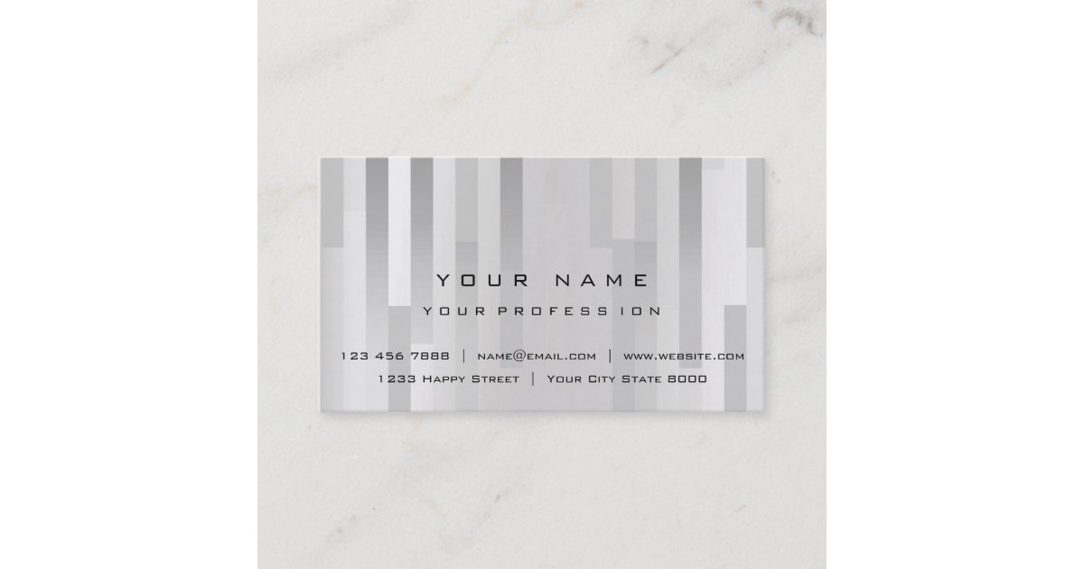 Silver Monochromatic Geometry QR Logo Business Card | Zazzle