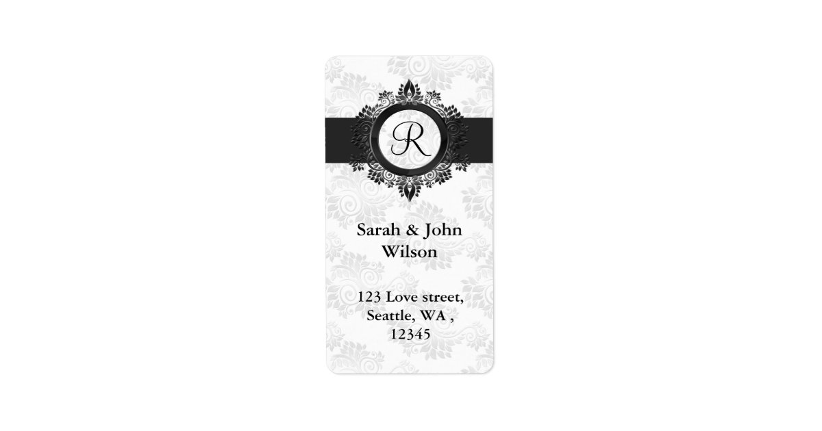 silver monogram return address label | Zazzle