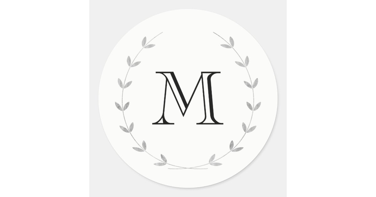 Silver Monogram Sticker | Zazzle