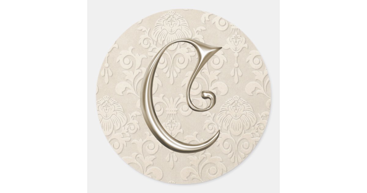Silver Monogram Wedding Stickers - letter C | Zazzle