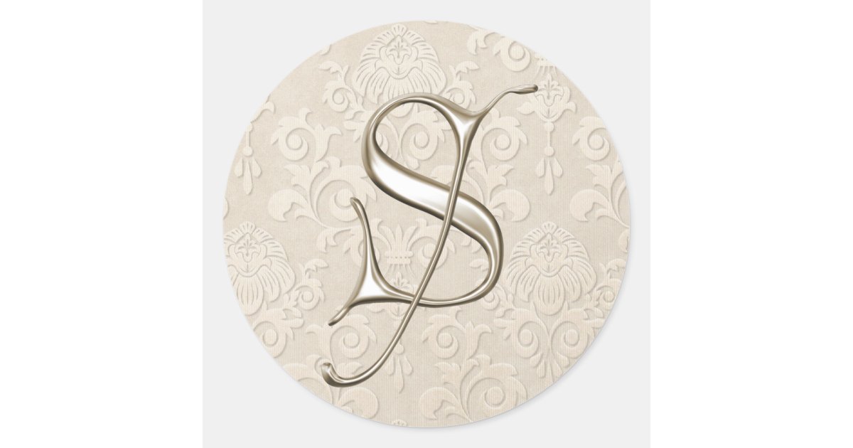Silver Monogram Wedding Stickers - letter S | Zazzle